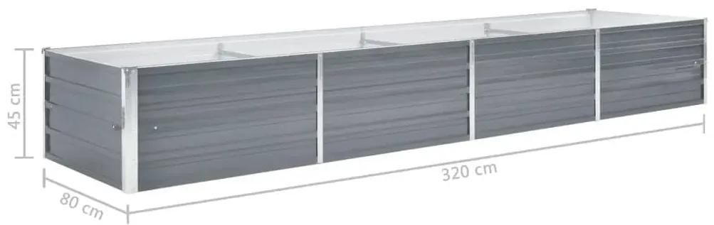 Vyvýšený záhon pozinkovaná ocel 320 x 80 x 45 cm šedý,  44846
