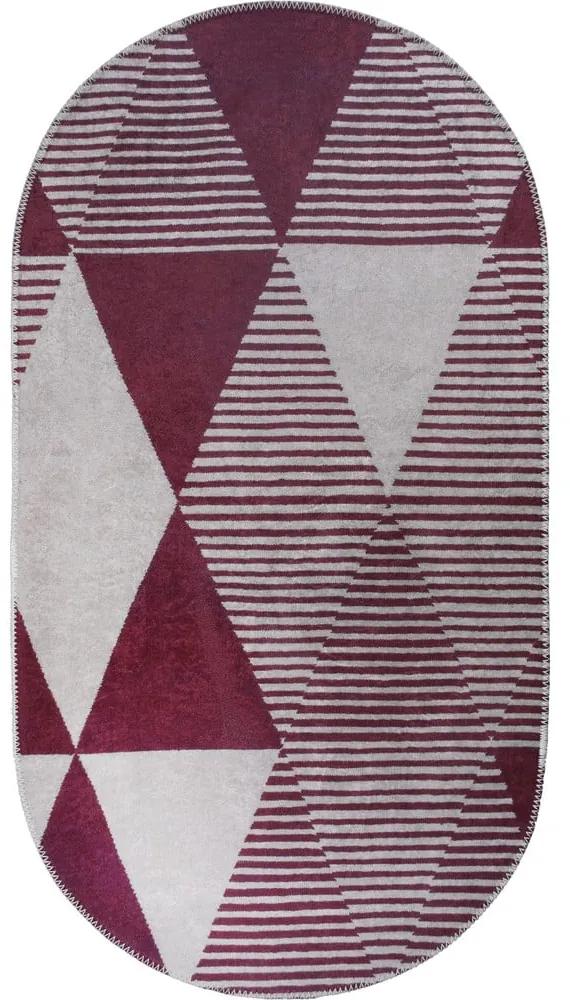 Vínový pratelný koberec 80x120 cm Oval – Vitaus