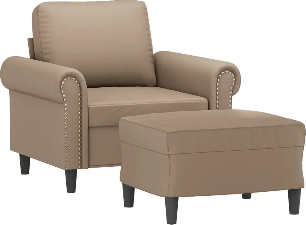 Křeslo s podnožkou cappuccino 60 cm umělá kůže 3201204