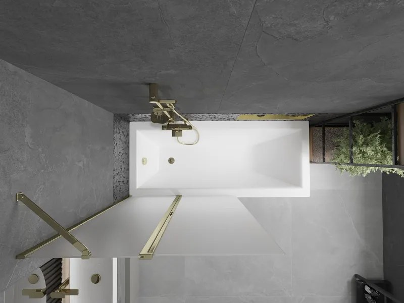 Mexen Flip, vanová zástěna 1-křídlová 100 x 150 cm, otočné křídlo, 6 mm námraza sklo, zlatý profil, 894-100-101-50-30
