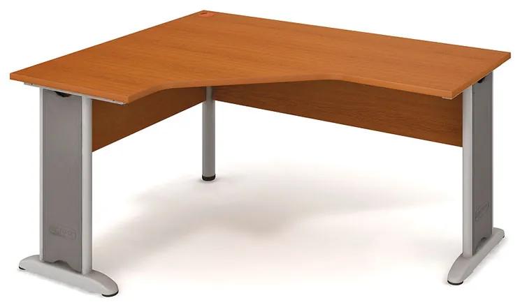 HOBIS Rohový kancelářský psací stůl SELECT, kovové nohy, 1600 x 1200 mm, pravý, třešeň