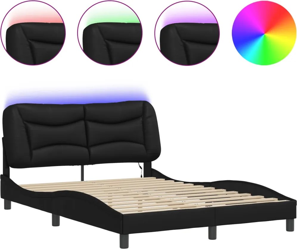 Rám postele s LED bez matrace Hvar černý 120 x 200 cm 3213920