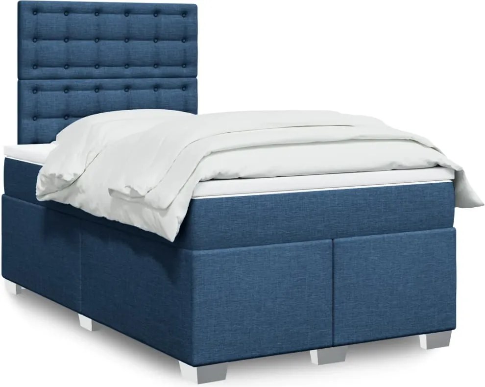 Box spring postel s matrací modrá 120x200 cm textil 3290475
