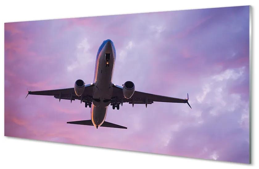 Obraz na skle Mraky obloha letadlo 120x60 cm