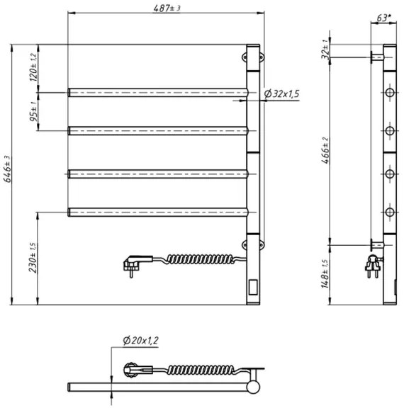 Elektrický otočný sušák na ručníky s term. ARABESQUE 150W/230V 64,6 cm IP44 bílá