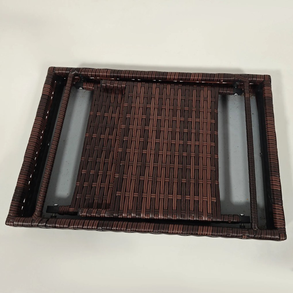 Outsunny ratanový skládací zahradní stůl hnědý 60x41x41cm ideální na balkon a terasu