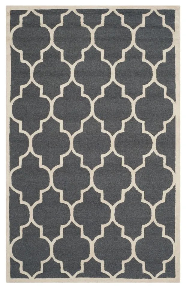 Tmavě šedý vlněný koberec Safavieh Everly, 91 x 152 cm