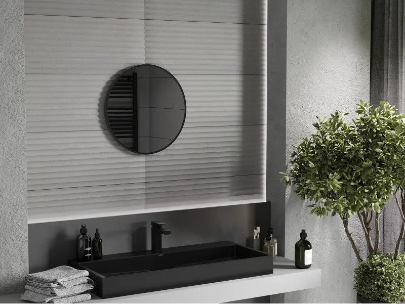 Mexen Loft kulaté koupelnové zrcadlo 35 cm, černý rám - 9850-035-035-000-70