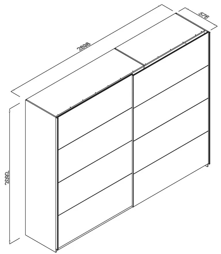 Šatní skříň Cordoba 270 cm, dub artisan/grafit
