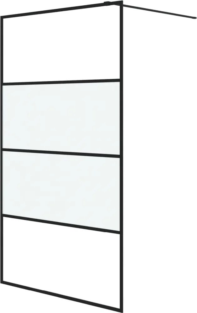 Sprchová zástěna walk-in černá 115x195 cm napůl mléčné ESG sklo 152128