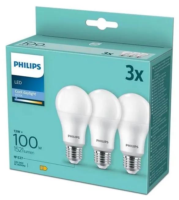 Philips | SADA 3x LED Žárovka Philips A67 E27/13W/230V 6500K | P5392