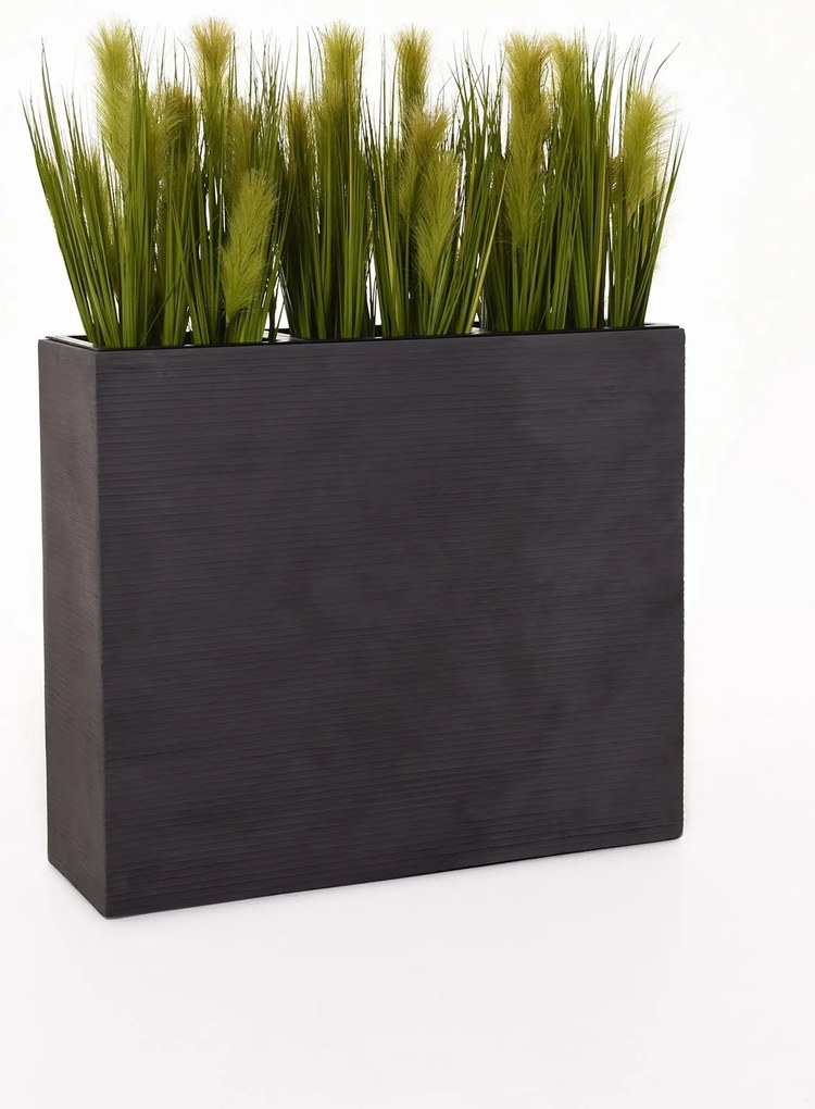 Květináč ELEMENTO, sklolaminát, šířka 88 cm, šedá řádky