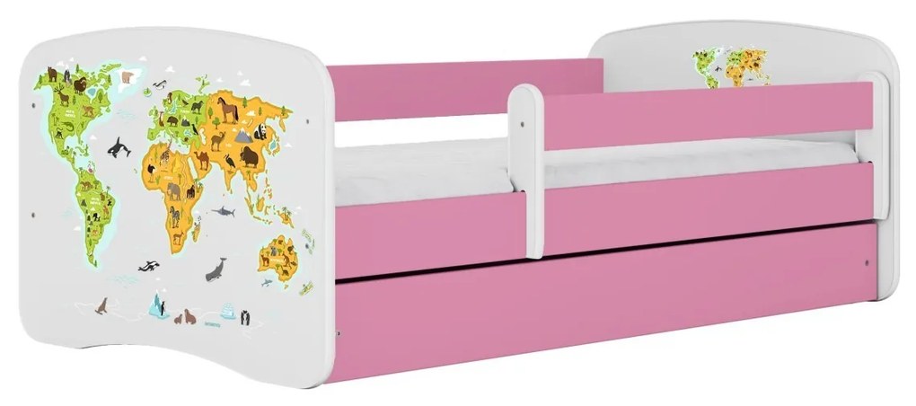 Dětská postel Babydreams mapa světa růžová