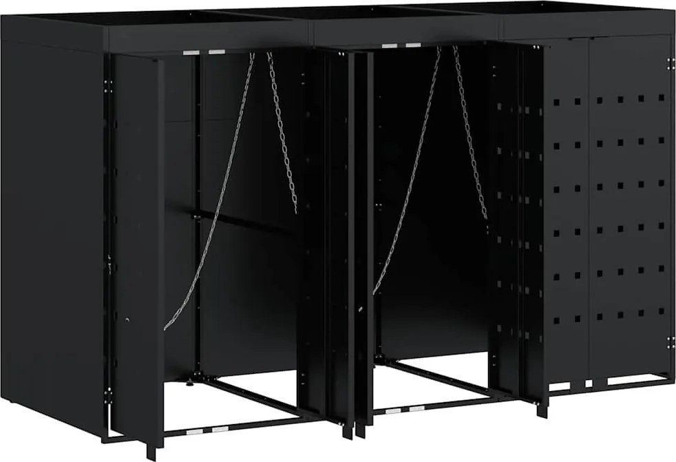 Úložný box na 3 popelnice Černá 204 x 77,5 x 121,5 cm 3394739