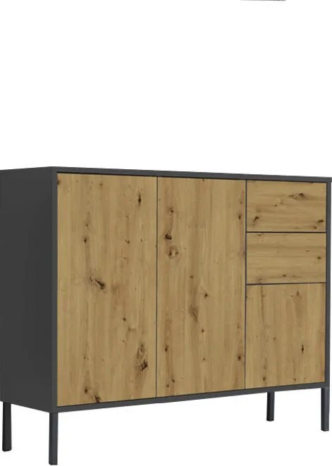 XXXLutz KOMODA, antracitová, dub artisan, 105,5/86/33 cm MID.YOU - Komody na nožičkách - 001067012702
