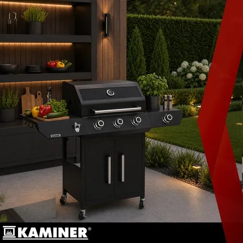 Plynový gril 3+1 13,5kW Varen Black 4,0 Kaminer