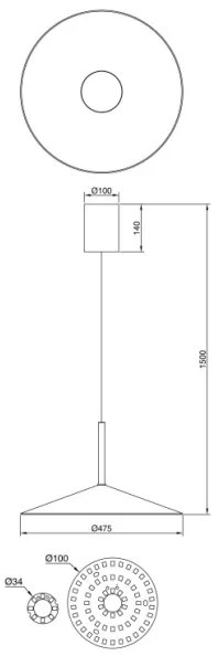 Globo 15635S - LED Lustr na lanku LAMPONE LED/18W/230V 4000K černá