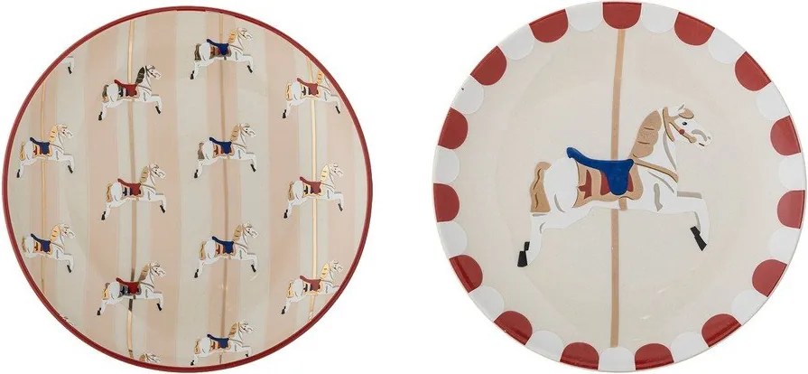 Dezertní talíře v sadě 2 ks s vánočním motivem z kameniny ø 16 cm Merry-go-round – Bloomingville