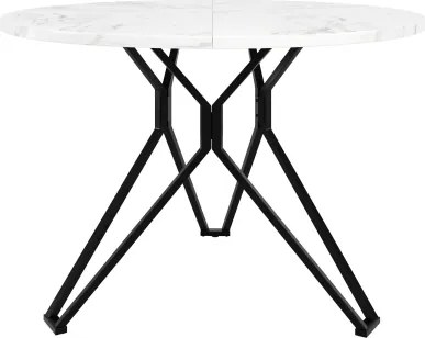 Aosom Kulatý jídelní stůl pro 4 osoby, deska stolu z MDF, 100 x 76 cm, bílá+černá F-FC-N620P283676S