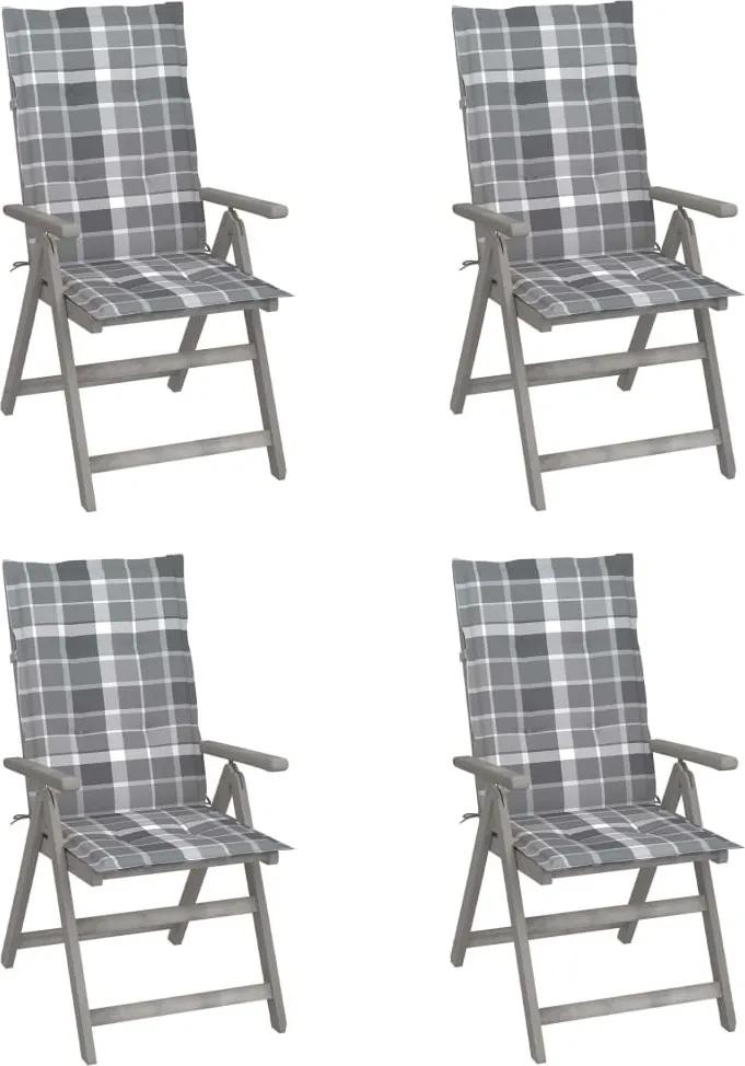vidaXL Zahradní polohovací židle s poduškami 4 ks masivní akácie [3065377] Barva: Jasně zelená