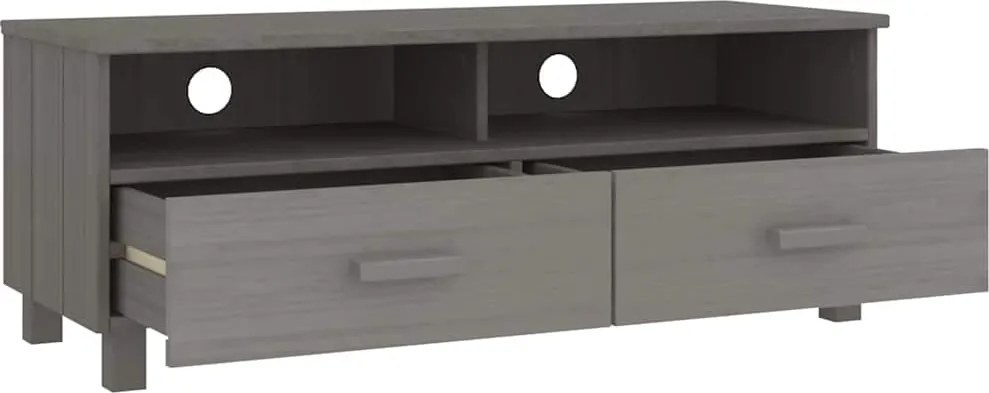 TV stolek HAMAR světle šedý 106 x 40 x 40 cm masivní borovice 340471