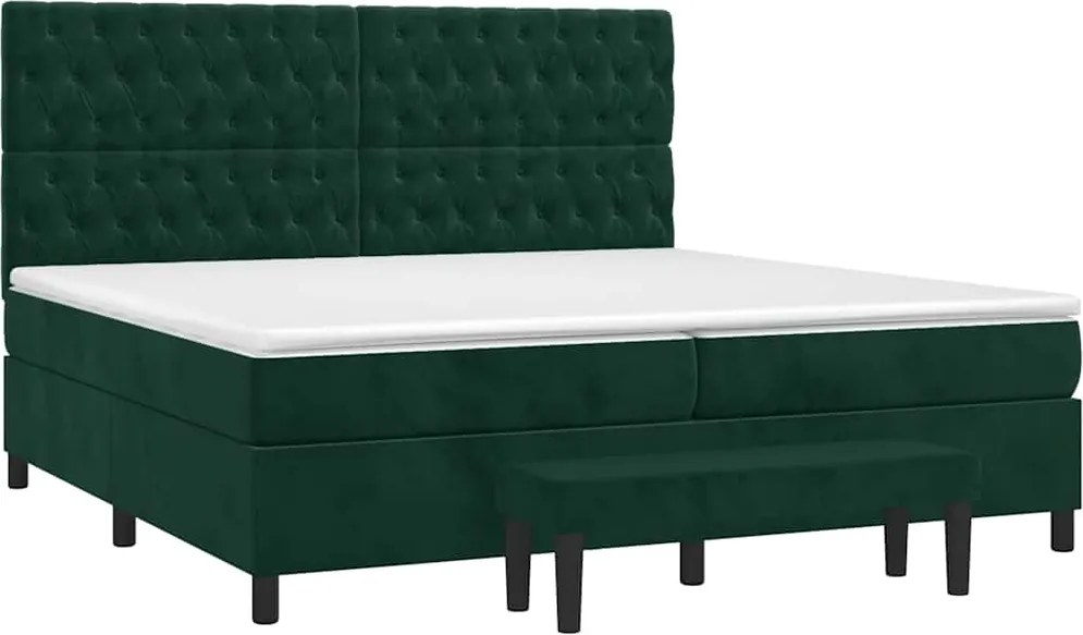 Box spring postel s matrací tmavě zelená 200x200 cm samet 3138046