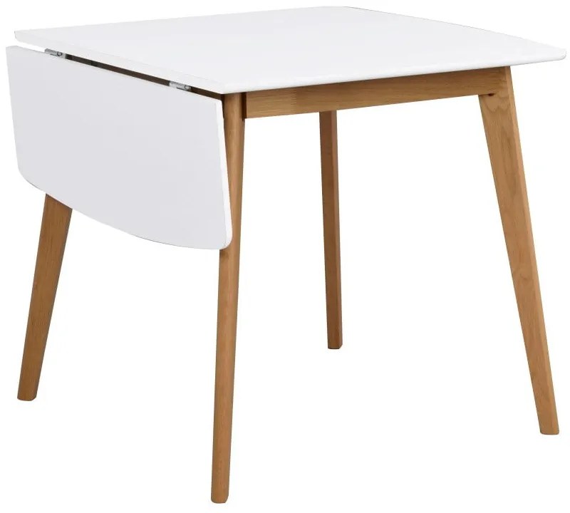 Jídelní stůl s konstrukcí z dubového dřeva se sklápěcí deskou Rowico Olivia, délka 80 + 30 cm