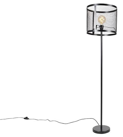 Průmyslová stojací lampa černá - Cage Robusto | BIANO