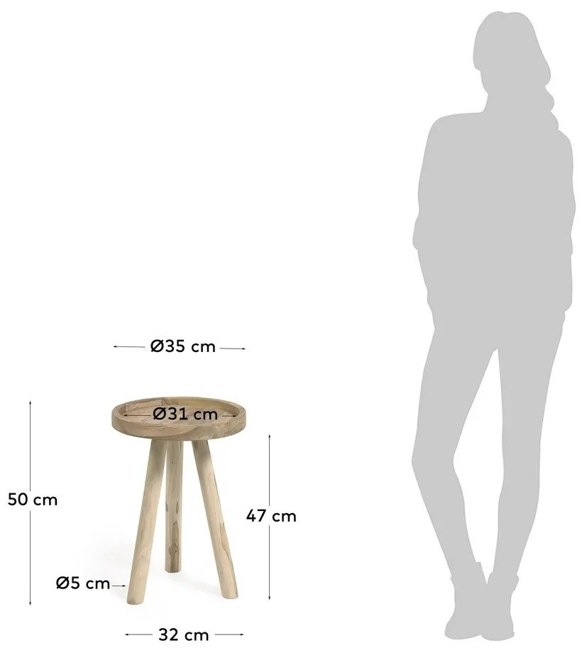 Kulatý odkládací stolek z teakového dřeva ø 35 cm Glenda – Kave Home