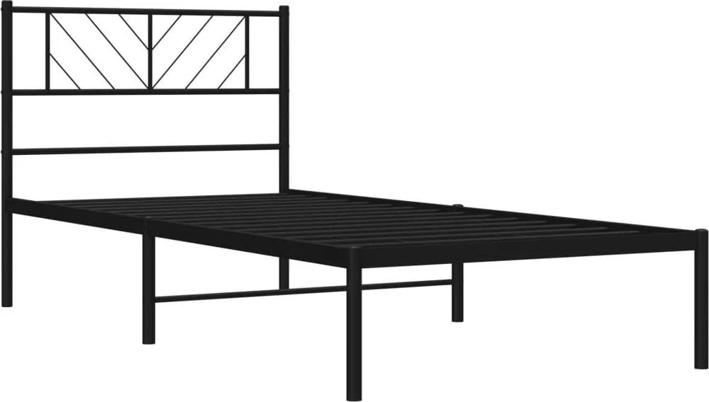 vidaXL Kovový rám postele s čelem 100 x 200 cm [372174] Barva: Bílá