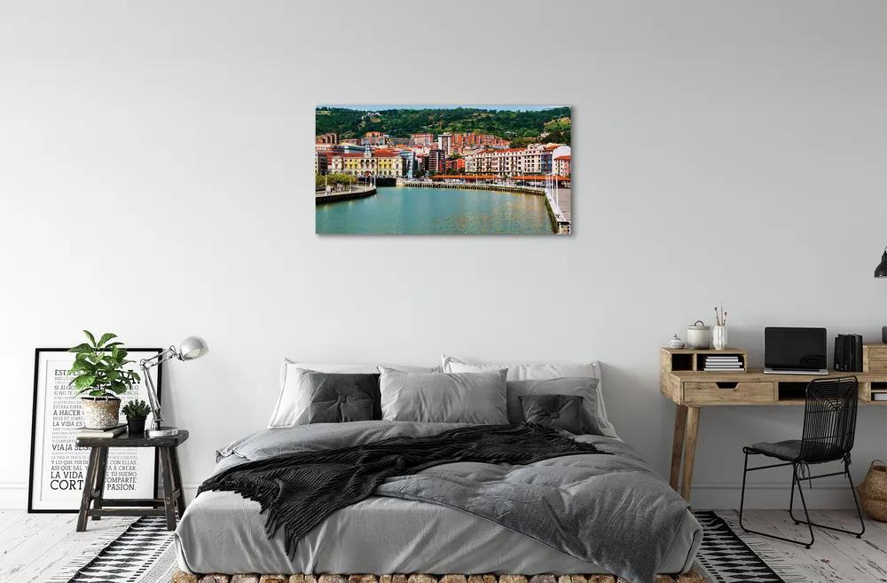 Obrazy na plátně Španělsko Město horské řeky 140x70 cm