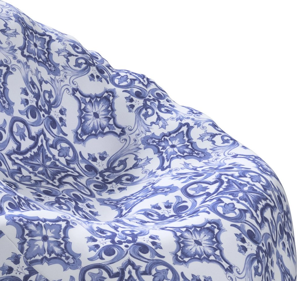 Sedací vak barva modrá látka vzorované