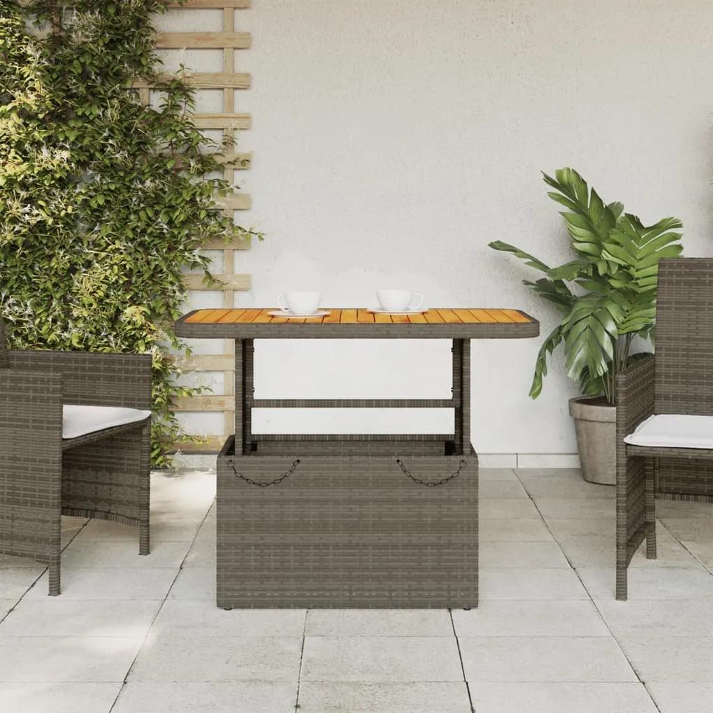 vidaXL Zahradní stolek 90 x 55 x 71 cm polyratan a akácie [368276] Barva: Béžová
