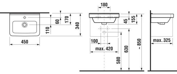 JIKA H8114220001041 - Závěsné umyvadlo CUBITO 45x34 cm keramika/bílá