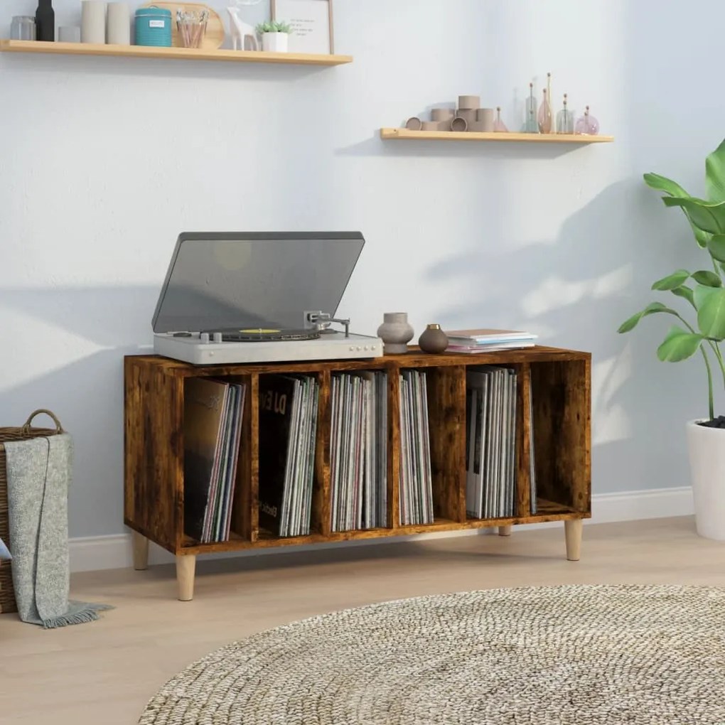 Skříňka Na Lp Desky Kouřový Dub 100X38X48 Cm Kompozitní Dřevo Černá