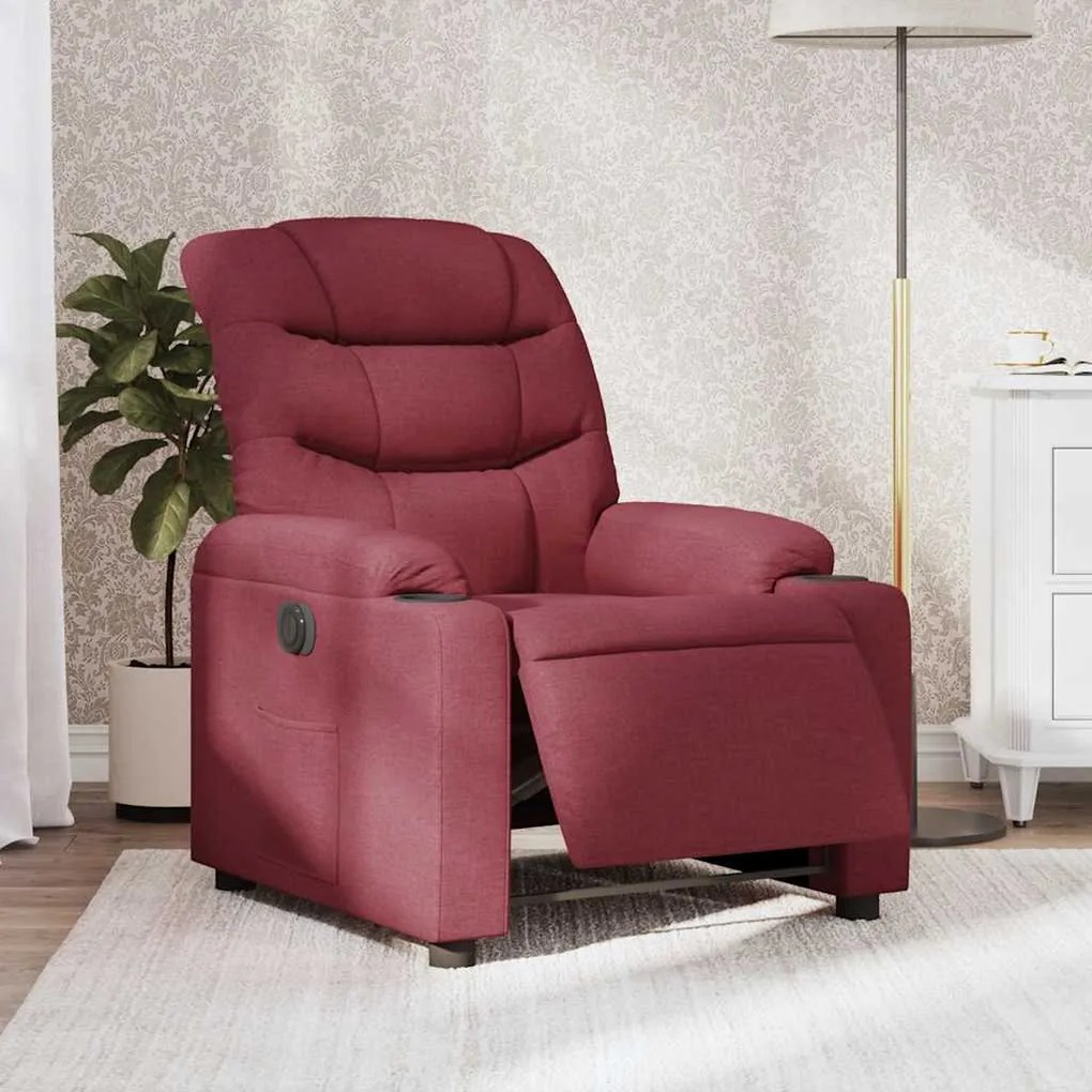 Elektrické polohovací křeslo vínové textil 3206630