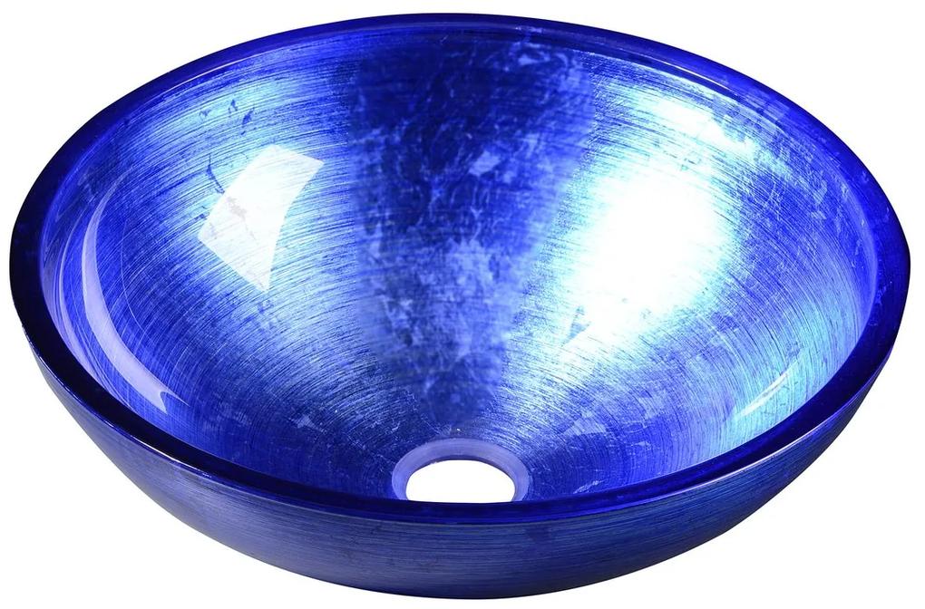 SAPHO - MURANO BLU, skleněné umyvadlo kulaté 40x14 cm, modrá AL5318-65