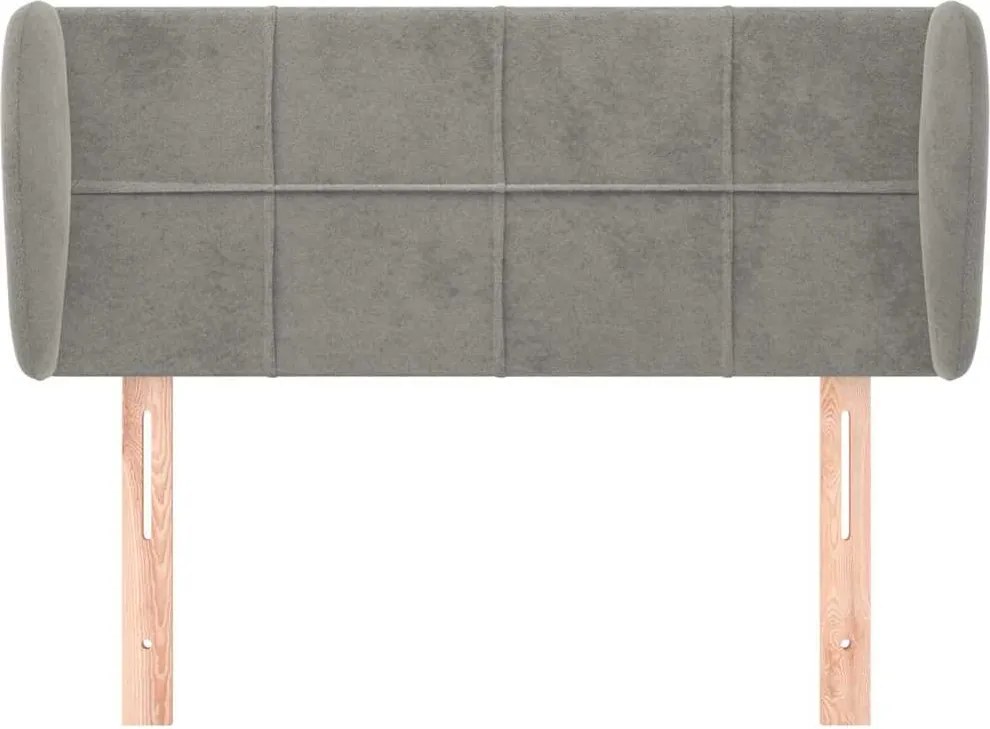 Čelo postele typu ušák světle šedé 83x23x78/88 cm samet 3117174