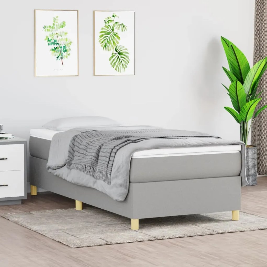 Rám postele s boxspringem světle šedý 90 x 200 cm textil 3120929