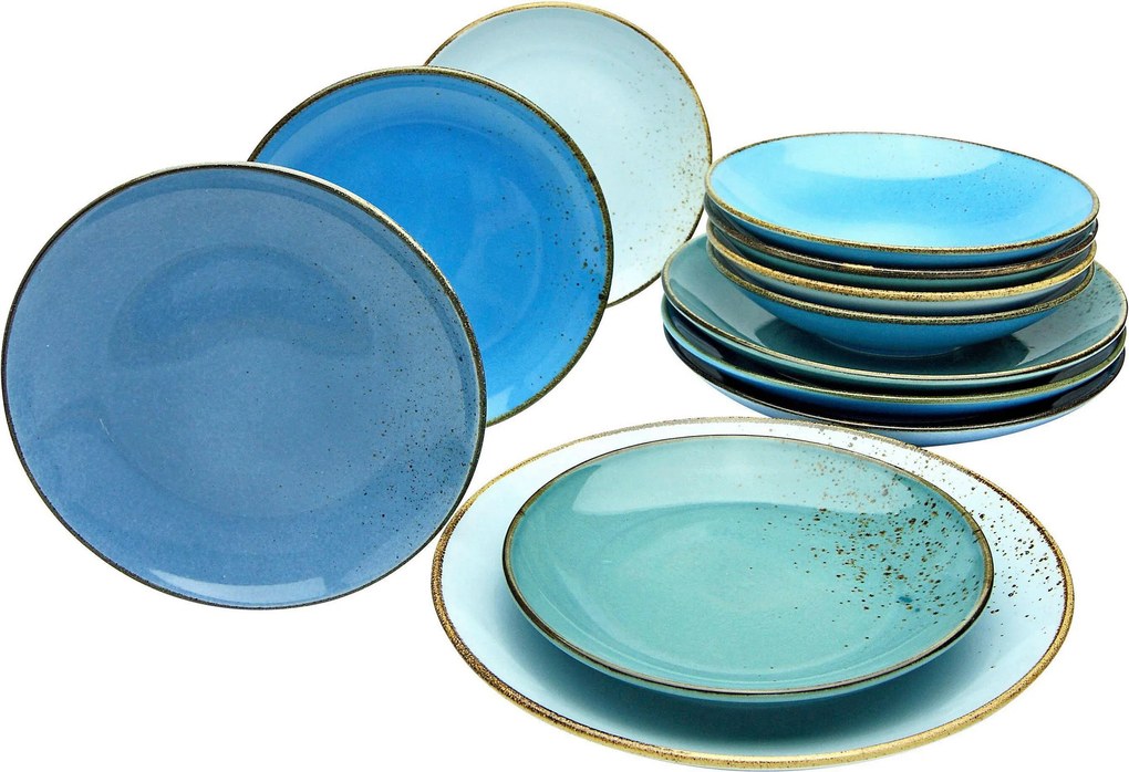 XXXLutz KOMBINOVANÁ SOUPRAVA NATURE COLLECTION AQUA 12dílné Creatable - Online Only nádobí - 007768092901