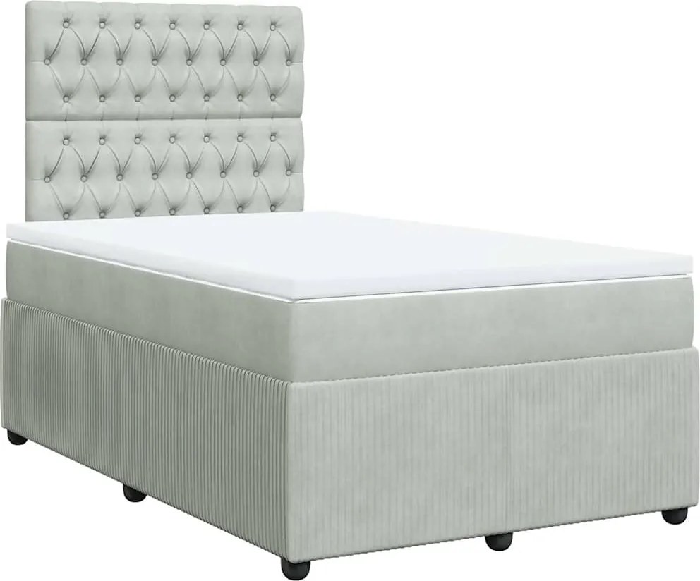 Box spring postel s matrací světle šedá 120x190 cm samet 3294592