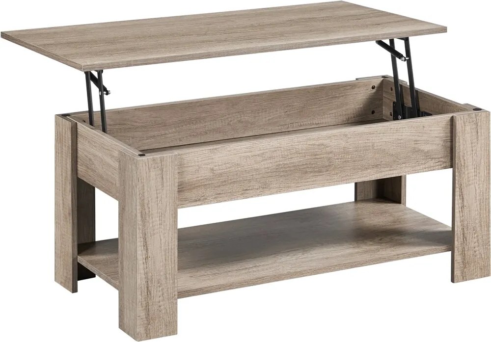 Konferenční stolek Yaheetech – rustikální hnědá, 98 x 50 x (42-56) cm (256903509289)