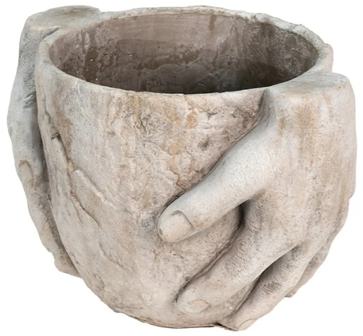 Cementový obal na květináč s držícíma rukama Meganne – 25x18x17 cm