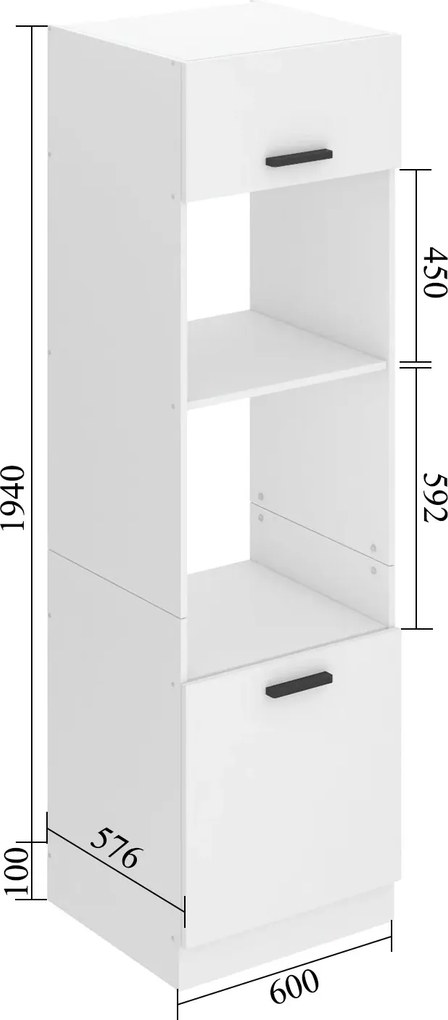 Vysoká kuchyňská skříňka Belini Premium Full Version pro vestavnou troubu 60 cm šedý mat  TOR SSP60/0/WT/SR/0/B1/PP