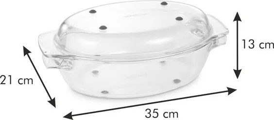 TESCOMA Oválný pekáč s poklopem GrandCHEF 35 x 21 cm, skleněný