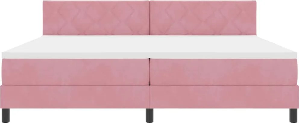 Postel s boxspringem s čelo Růžová 200 x 200 cm samet 3339265