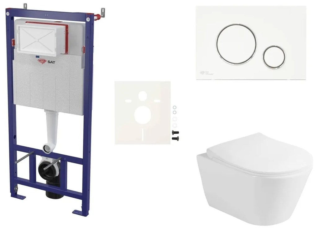Cenově zvýhodněný závěsný WC set SAT do lehkých stěn / předstěnová montáž+ WC Glacera Ava SIKOSSAVA70K
