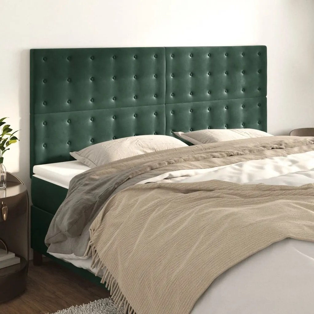 Čelo postele tmavě zelené 200x5x118/128 cm sametové 3116835