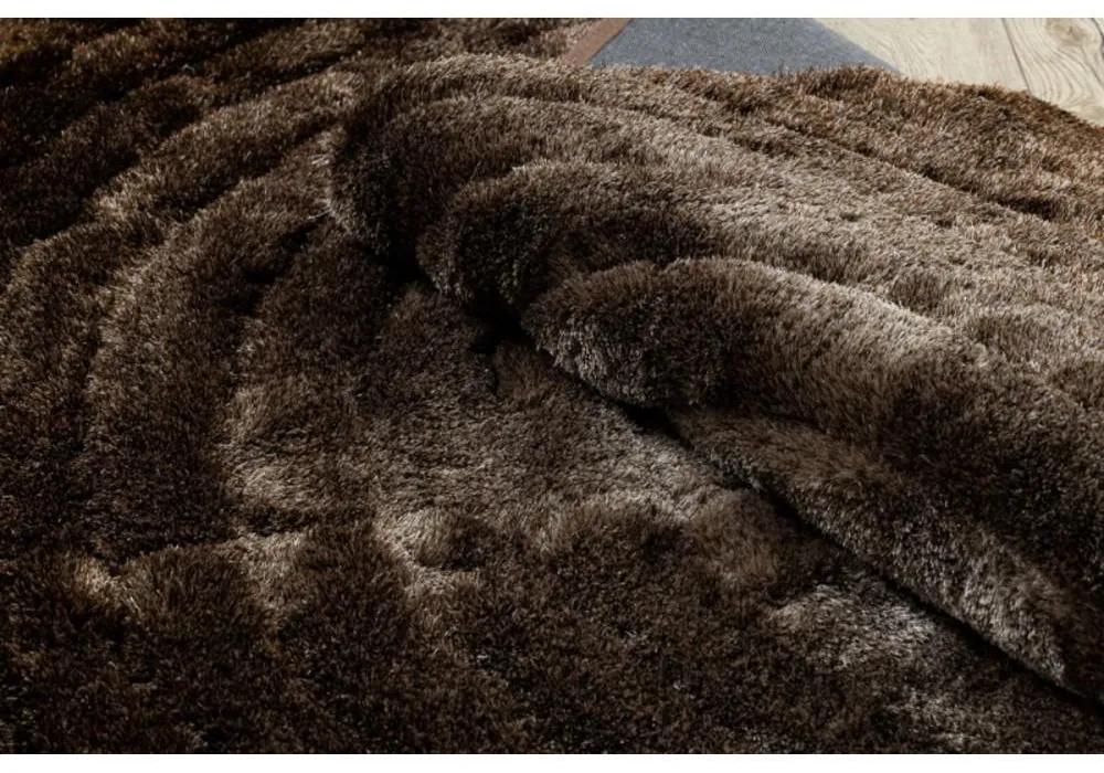 Luxusní kusový koberec shaggy Flimo hnědý 80x150cm