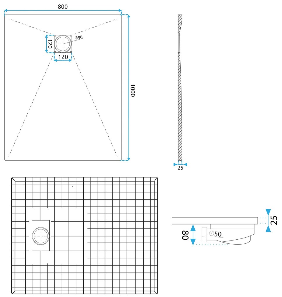 Rea Magnum White, SMC sprchová vanička 100x80x2, 5 cm, bílá, REA-K3335